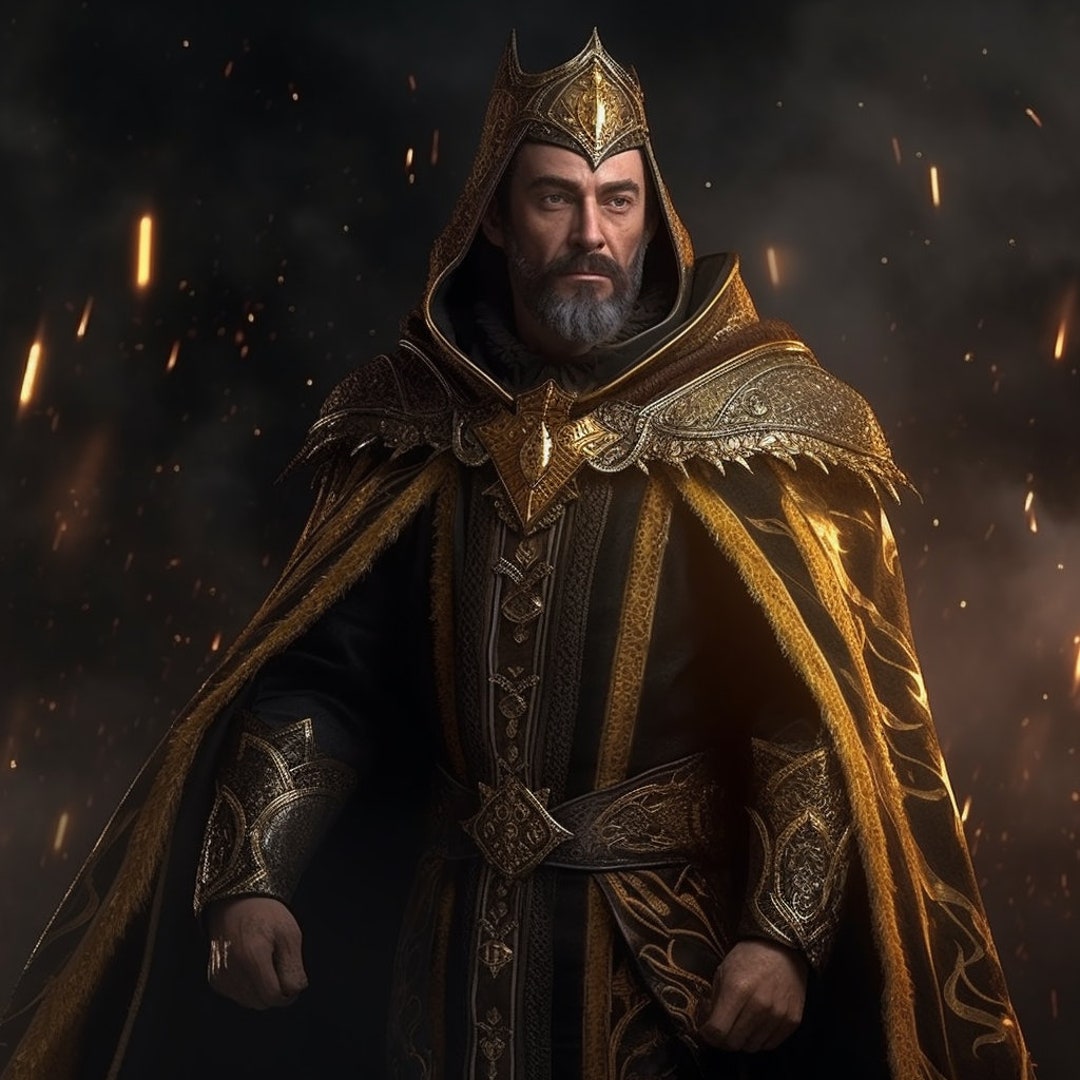 Unique Digital Download Sorcerer in Black & Gold Armor With - Etsy