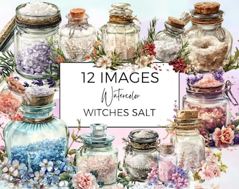 Sea Witch. Watercolor 24 Clipart PNG Bundle. AI Illustration. Instant Download for Commercial ...