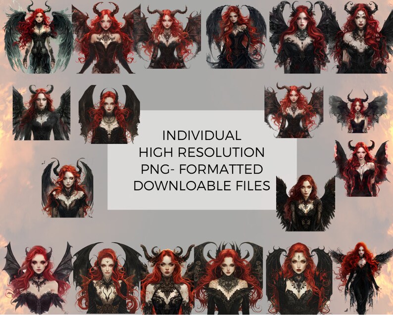 Lilith. Watercolor 19 Clipart PNG Bundle. AI Illustration. Instant ...