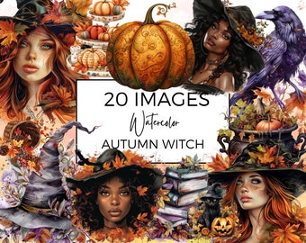 Sea Witch. Watercolor 24 Clipart PNG Bundle. AI Illustration. Instant Download for Commercial ...