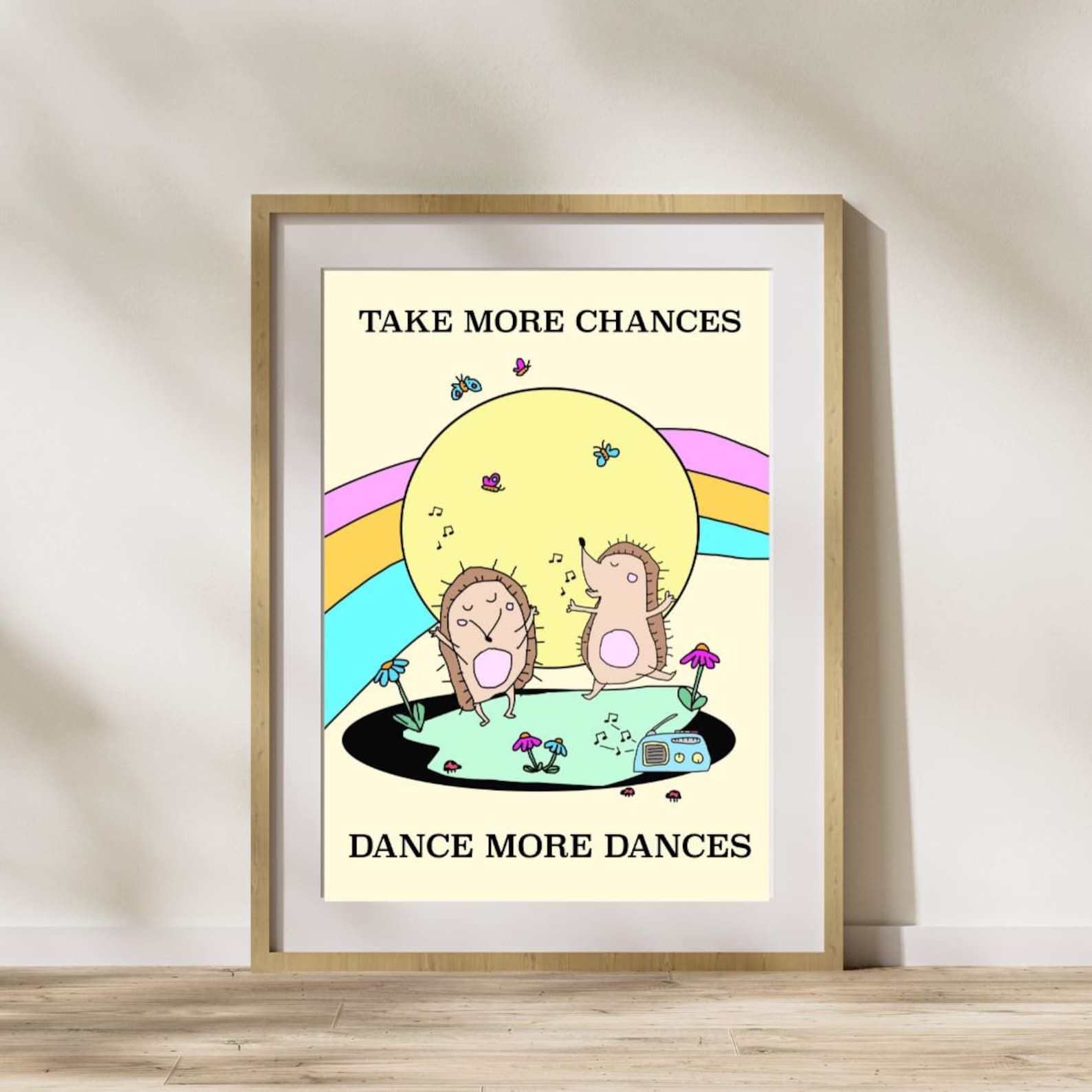 Happy Hedgehogs - Retro Fun Styled Print - Dance and Manifest ...