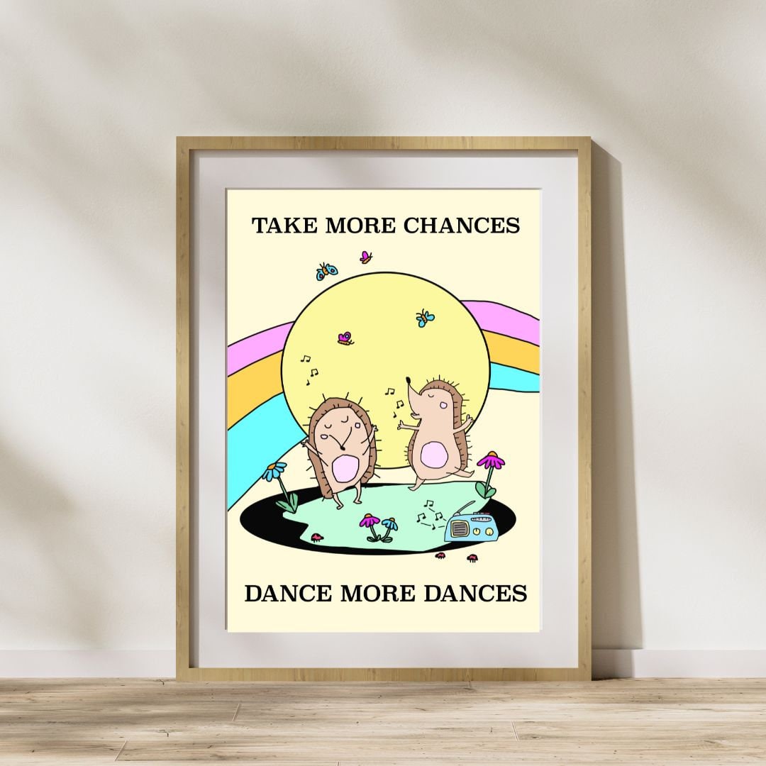 Happy Hedgehogs - Retro Fun Styled Print - Dance and Manifest ...