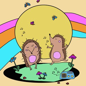Happy Hedgehogs - Retro Fun Styled Print - Dance and Manifest ...