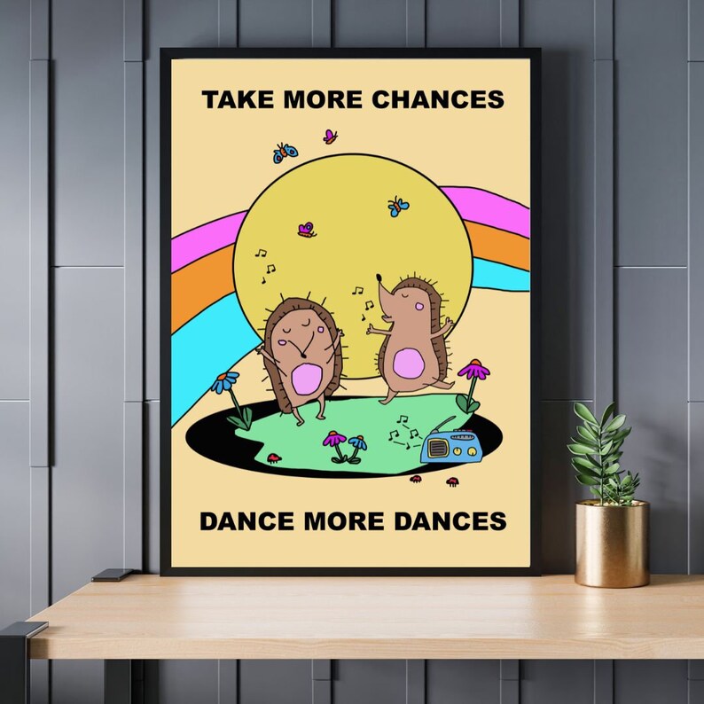 Happy Hedgehogs - Retro Fun Styled Print - Dance and Manifest ...