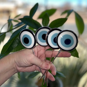 Fused/soldered Glass Evil Eye Plant Stakes - Etsy