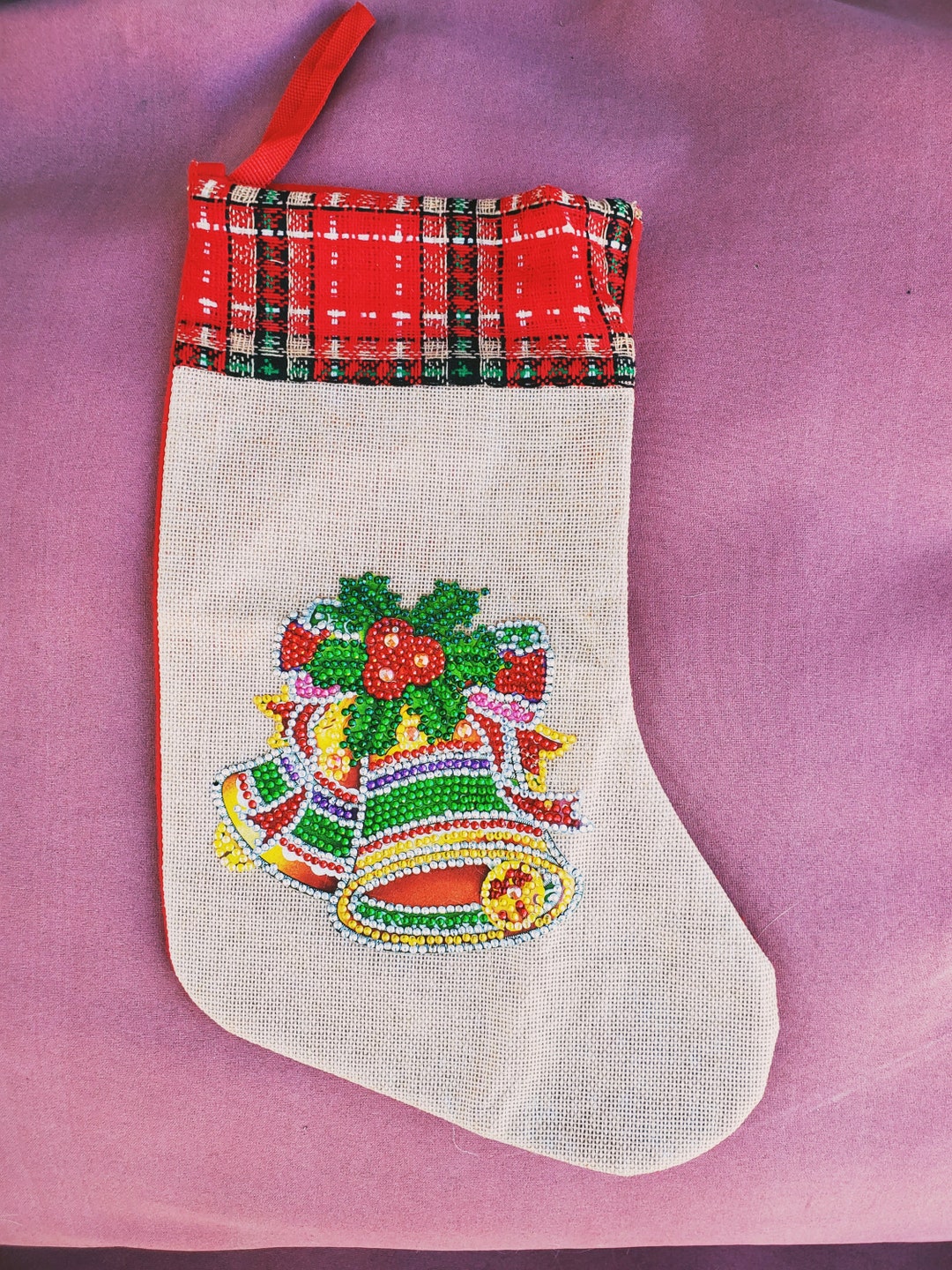 Christmas Bell Rhinestone Christmas Stocking - Etsy