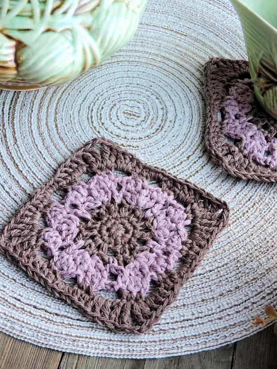 Rustic Square Crochet Coaster Pattern Rustic Coasters DIY Crochet Granny Square Pattern Drink Coasters Table Decor Drinks Mat Pattern Etsy Ireland