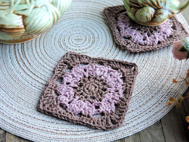 Rustic Square Crochet Coaster Pattern, Rustic Coasters DIY, Crochet ...