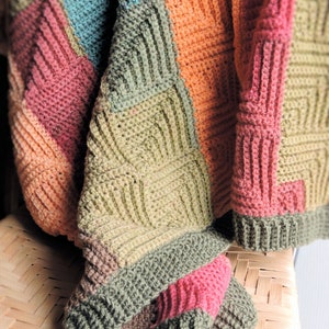 Crochet Pattern Modern Patchwork Throw | Etsy