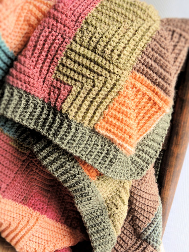 Crochet Pattern Modern Patchwork Throw | Etsy