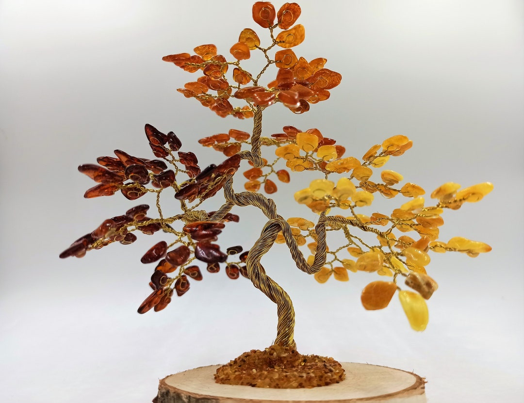 Baltic Amber Tree of Life Sculpture: Handmade Bonsai, 210 Natural ...