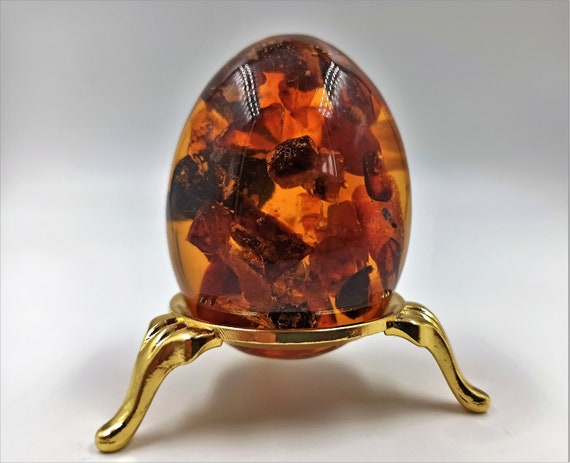 Amber Egg With Insect Incluse Set With Stand Egg With Insect - Etsy