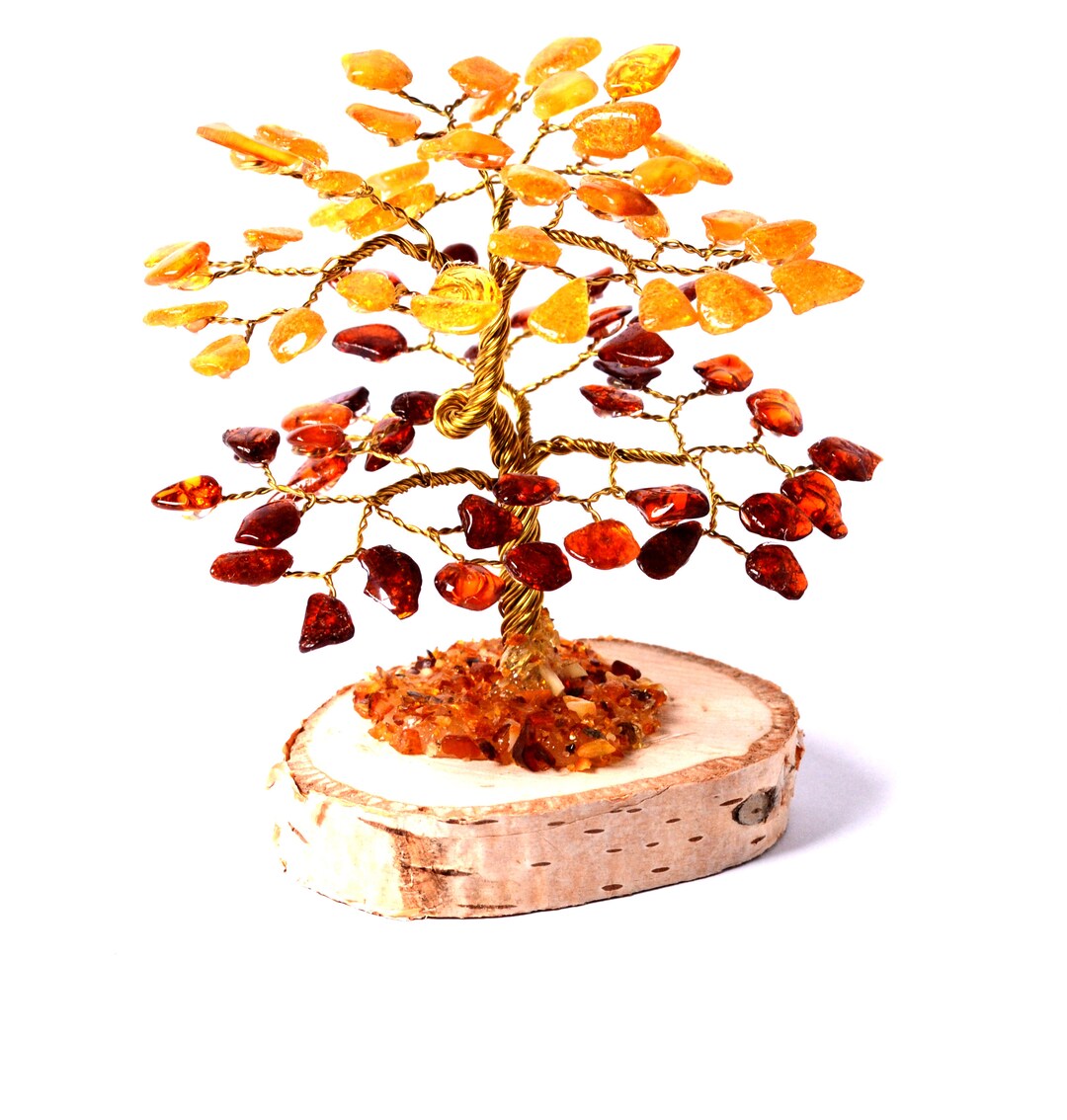 Baltic Amber Tree of Life: Natural Stone Sculpture, Birch Base - Etsy