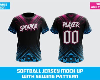 Softball Jersey Mockup With Sewing Pattern | Editable Sublimation ...
