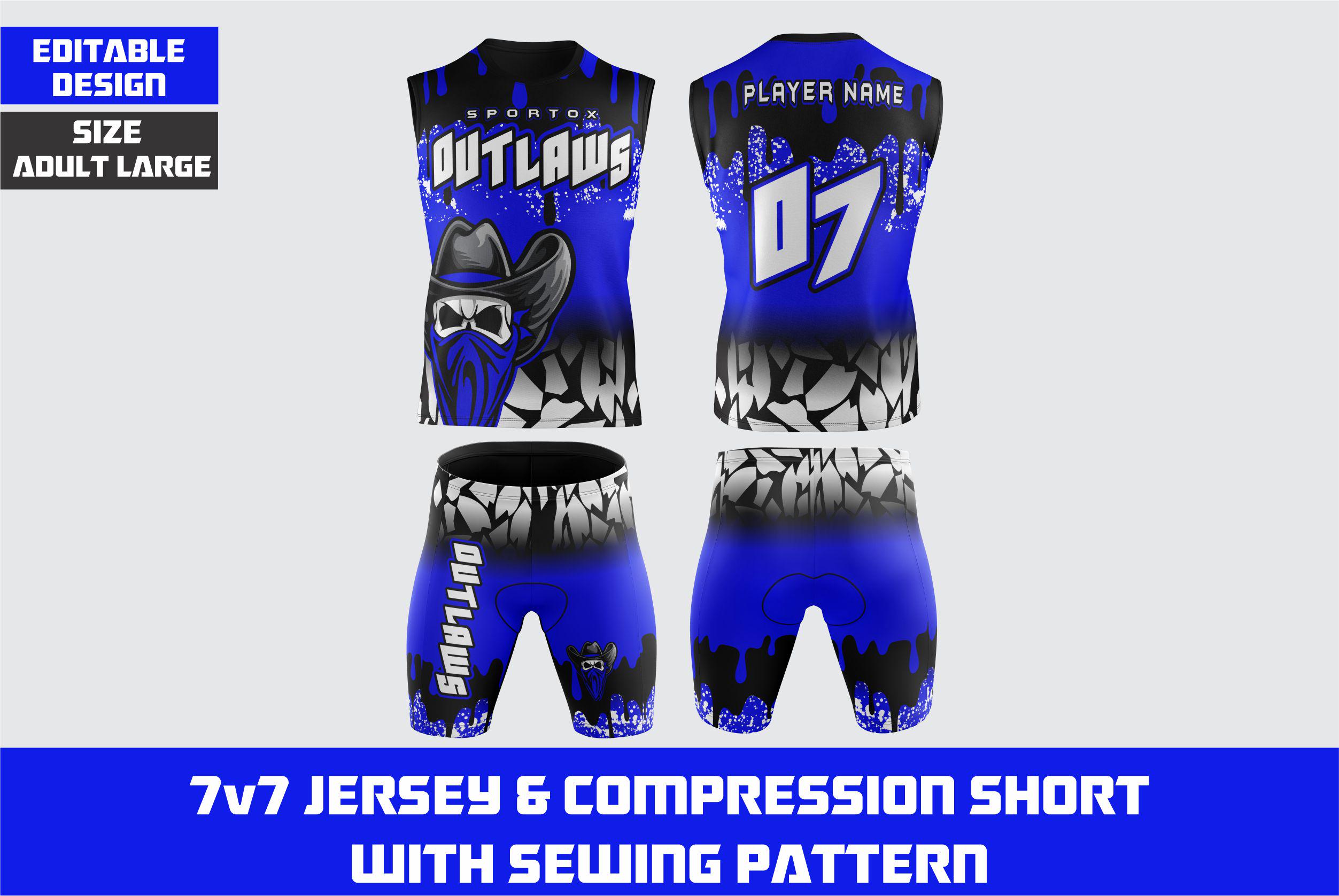 7v7 Football Jersey & Compression Shorts Mockup | Outlaws Editable ...