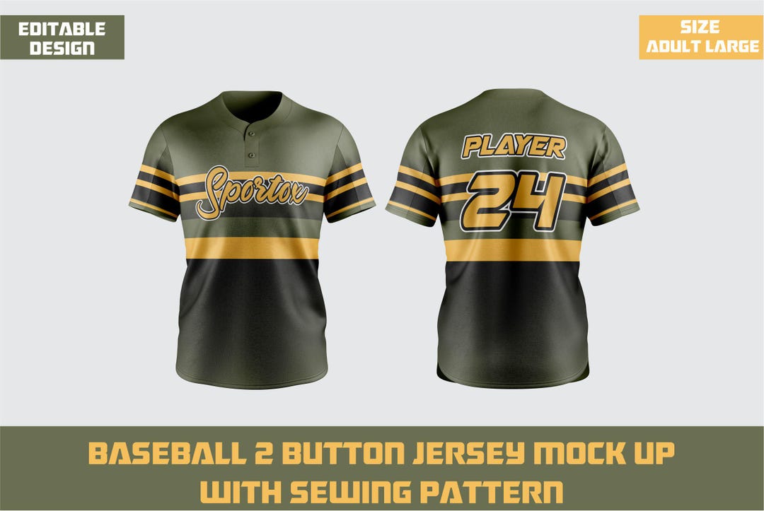 Baseball Jersey Mockup Template |baseball Jersey Sewing Pattern – Ready ...