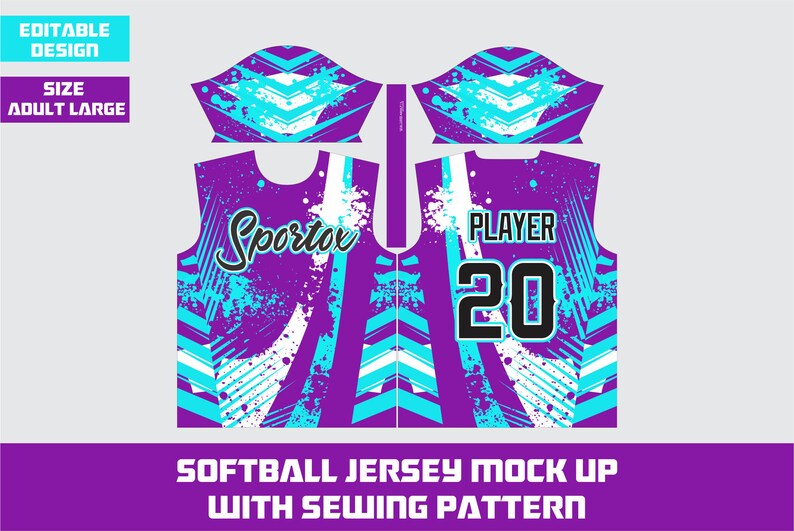 Softball Jersey Mockup With Sewing Pattern | Editable Sublimation ...