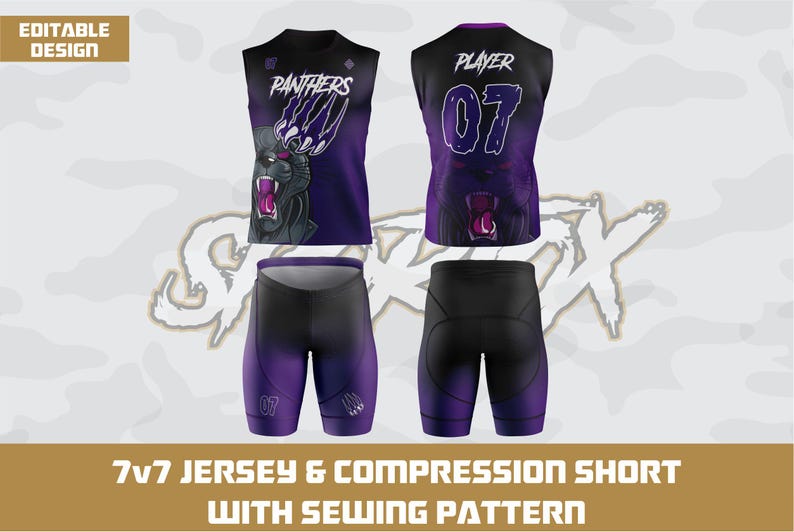 7v7 Jersey & Compression Shorts Mockup Template | Editable CDR, AI, EPS ...