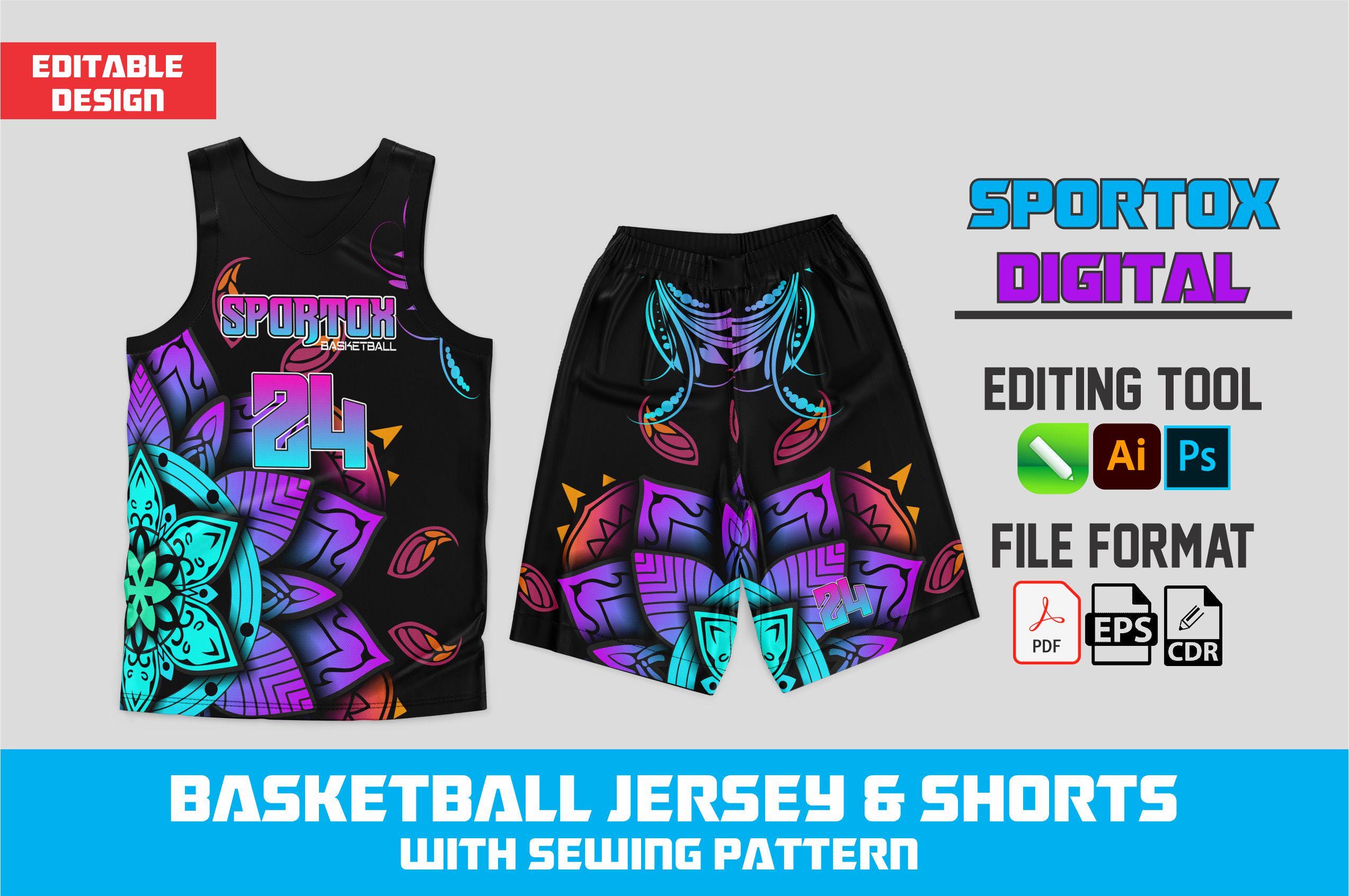 Editable Basketball Jersey and Shorts Template | Digital Mockup for ...