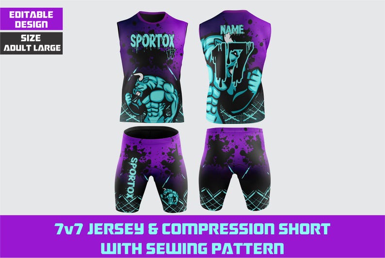 7v7 Football Jersey & Compression Shorts Mockup | Outlaws Editable ...