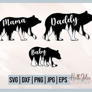 Family Bear Svg, Bear Silhouette Clipart, Mama Bear Svg, Daddy Bear Svg ...