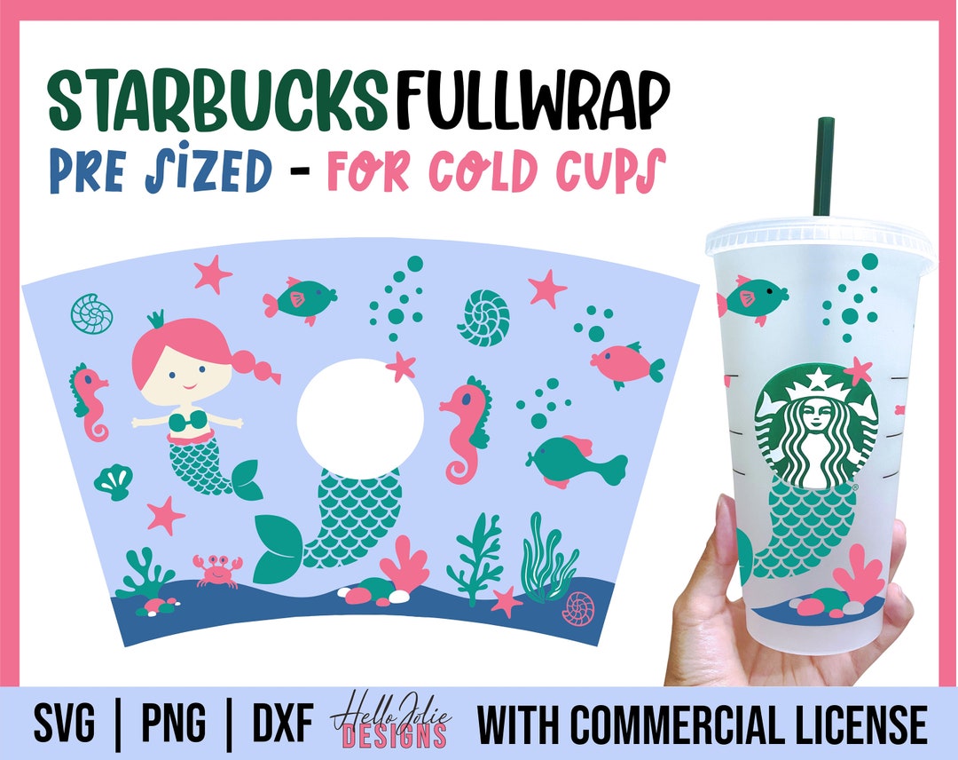 Full Wrap Mermaid Cold Cup Svg, Mermaid Scales Decal Cold Cup SVG ...