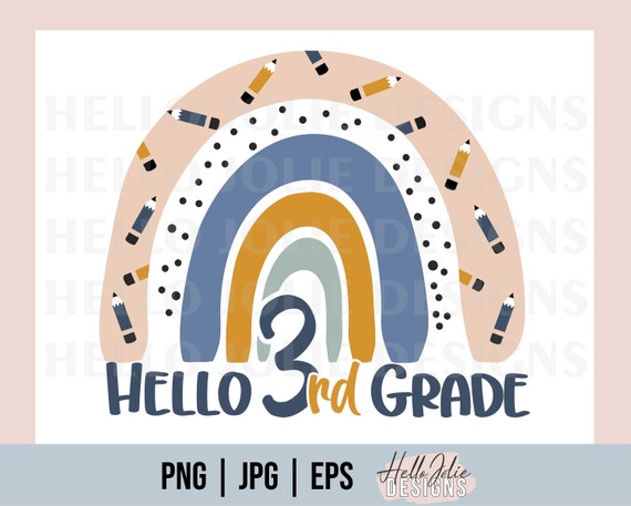 Hello Third Grade svg First Day of School svg Third Grade | Etsy