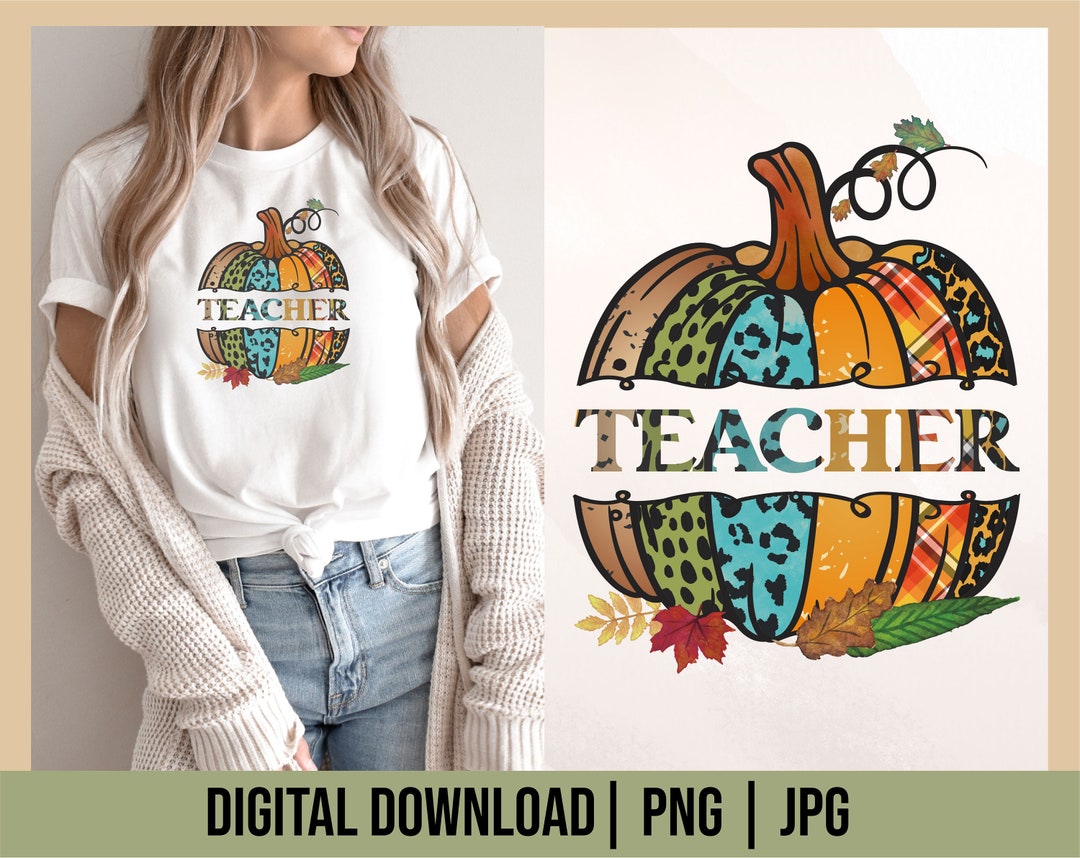 Teacher Split Pumpkin Png, Thankful Teacher Png, Teacher Sublimation ...