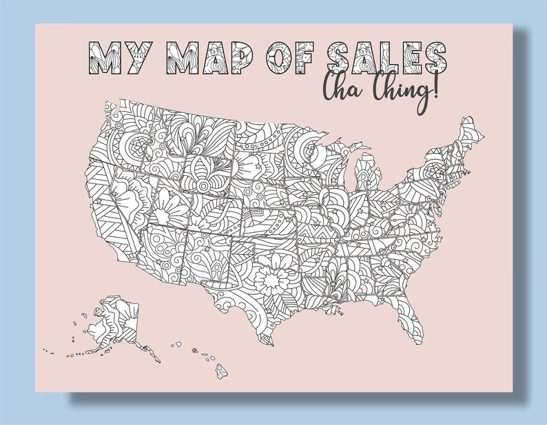 USA Map Coloring Page Sales Tracker Etsy Sales Map Etsy - Etsy