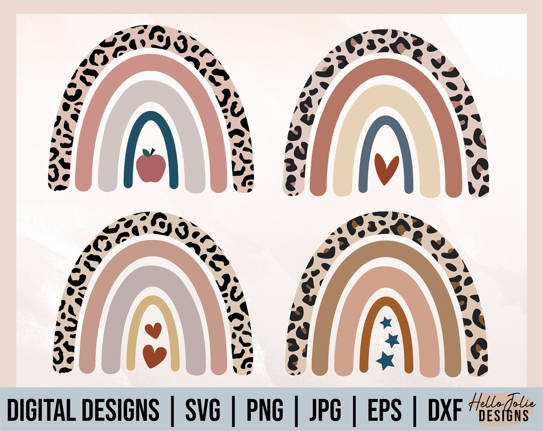 Rainbow Bundle Svg, Boho Rainbow Svg, Leopard Print Svg, Cheetah ...