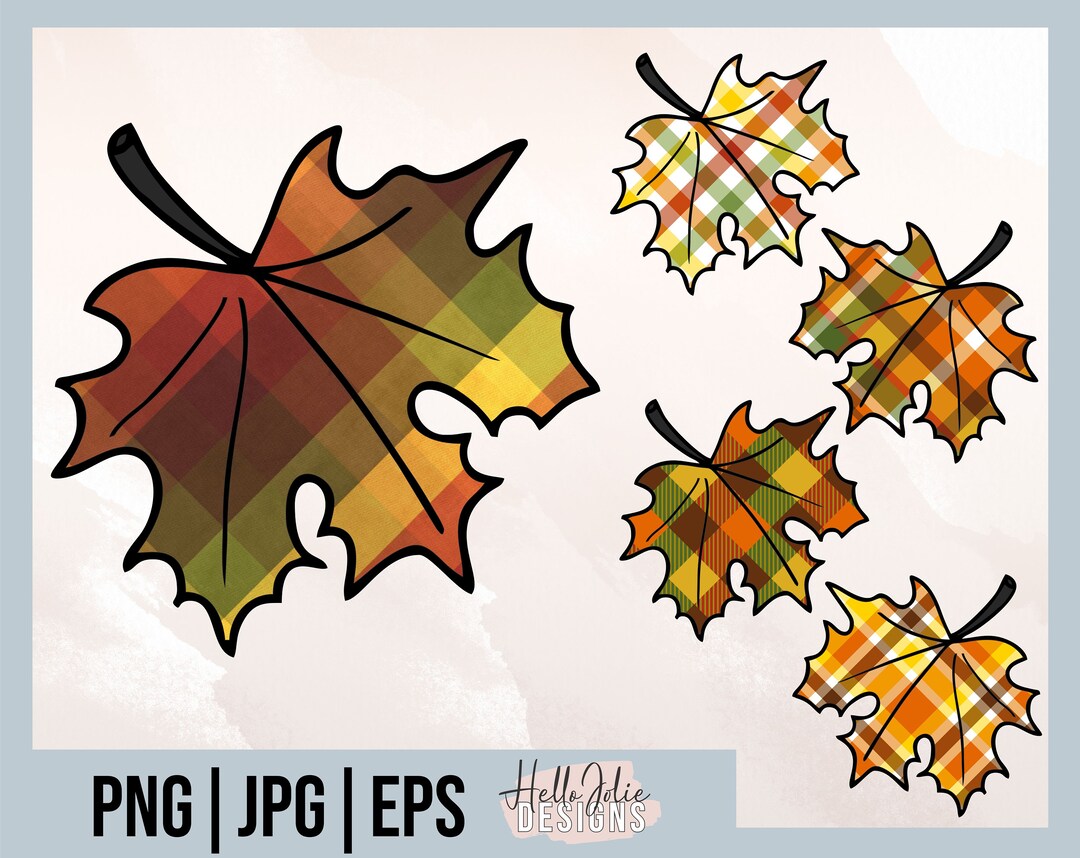Fall Leaves Sublimation, Leaf Bundle Clipart, Plaid Leaves Png, Autumn ...