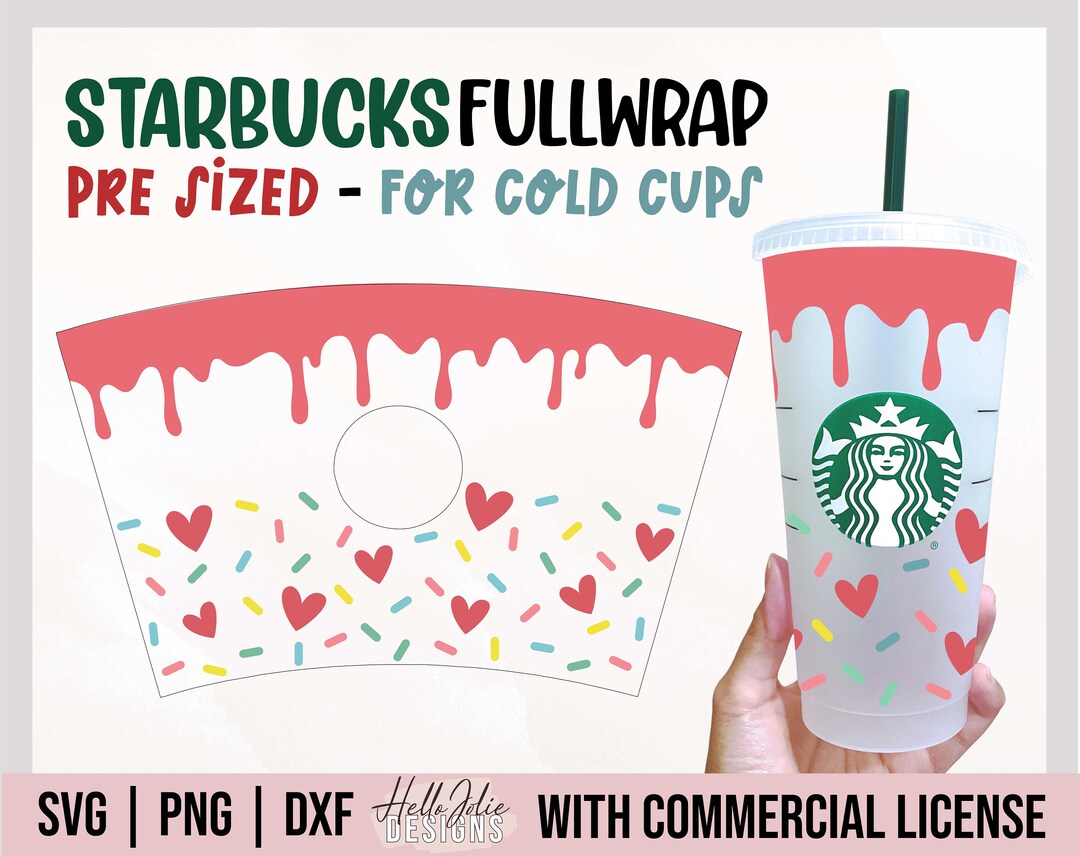 Full Wrap Valentine Heart Cold Cup Svg, Donut Drip Decal Cold Cup SVG ...