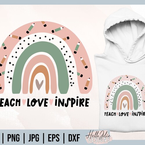 Rainbow Teacher Life SVG Teach Love Inspire Svg Teacher | Etsy