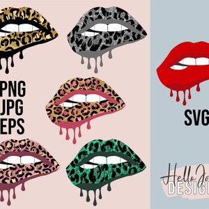 Leopard Dripping Lips Clipart, Dripping Lips Svg, Sublimation of Lips ...