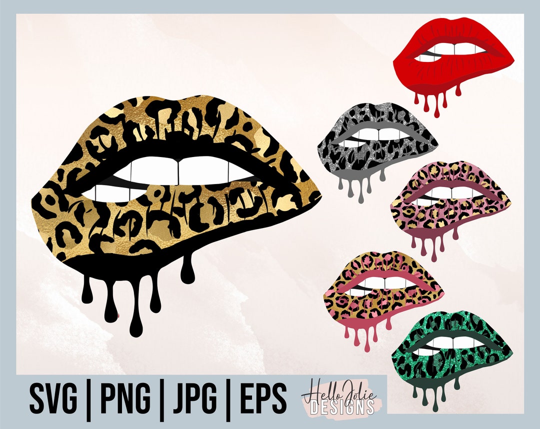 Leopard Dripping Lips Clipart, Dripping Lips Svg, Sublimation of Lips ...