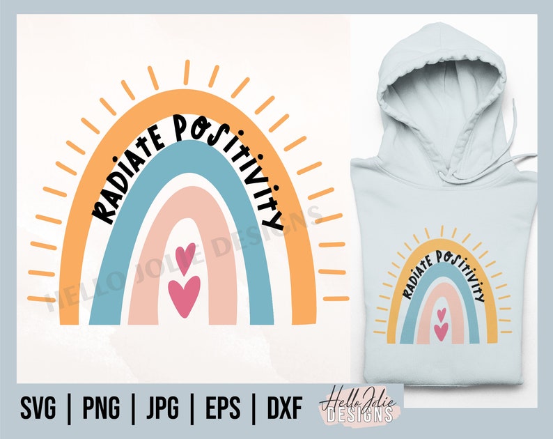 Radiate Positivity Rainbow Svg Motivational Svg Files for - Etsy
