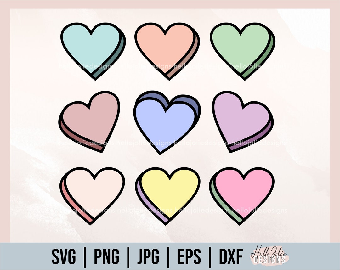 Conversation Hearts Svg, Candy Heart Svg Bundle, Valentines Day Svg ...