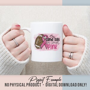 On Game Day We Wear Pink Png, Leopard Football, Breast Cancer Awareness ...