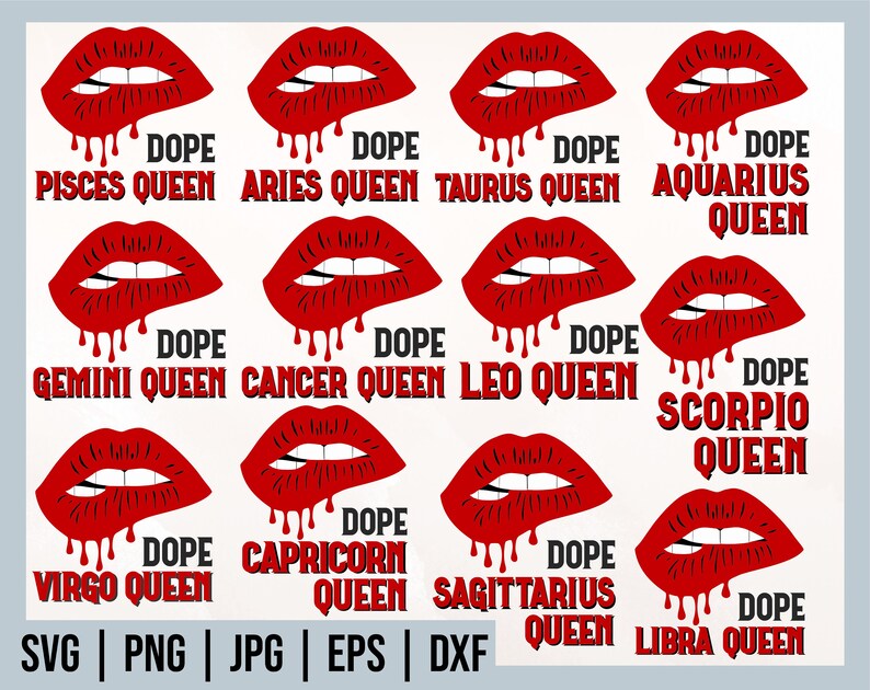 Zodiac Queen Bundle Svg Dope Queen SVG Zodiac Sign Svg - Etsy