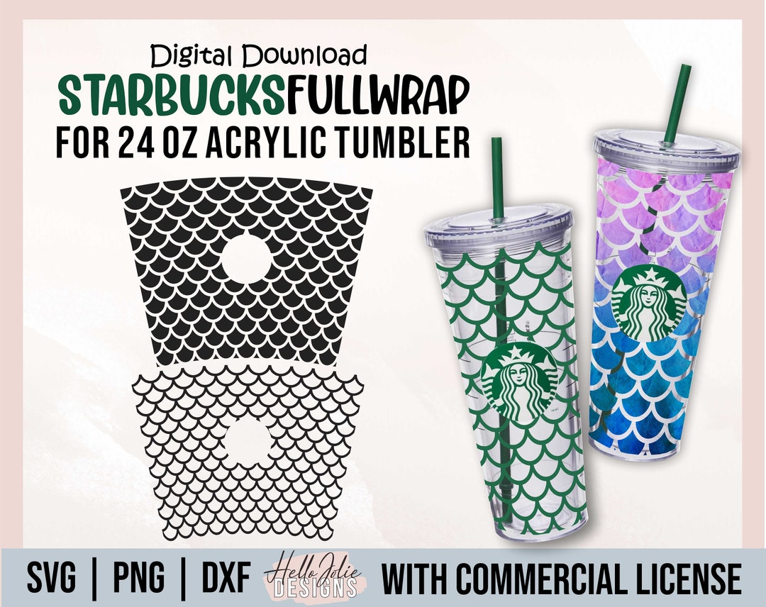 Seamless Mermaid Scales Cold Cup SVG, Mermaid Full Wrap for Acrylic Cup ...
