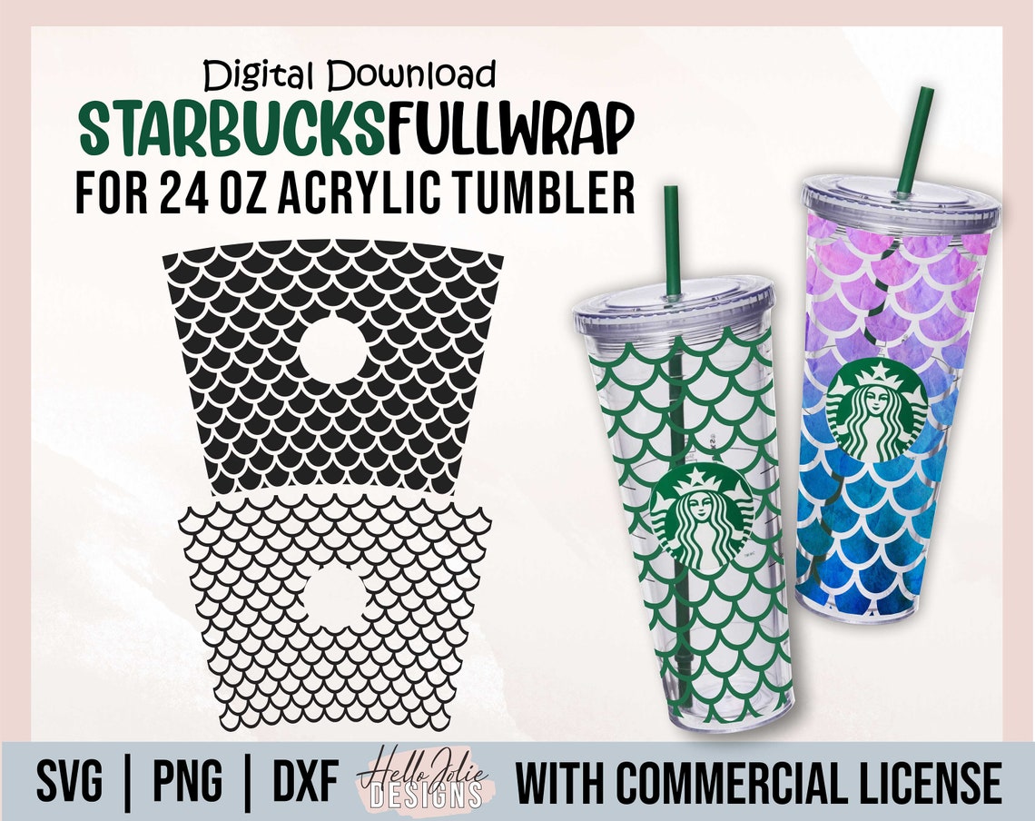 Seamless Mermaid Scales Cold Cup SVG, Mermaid Full Wrap for Acrylic Cup ...