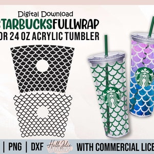 Seamless Mermaid Scales Cold Cup SVG, Mermaid Full Wrap for Acrylic Cup ...