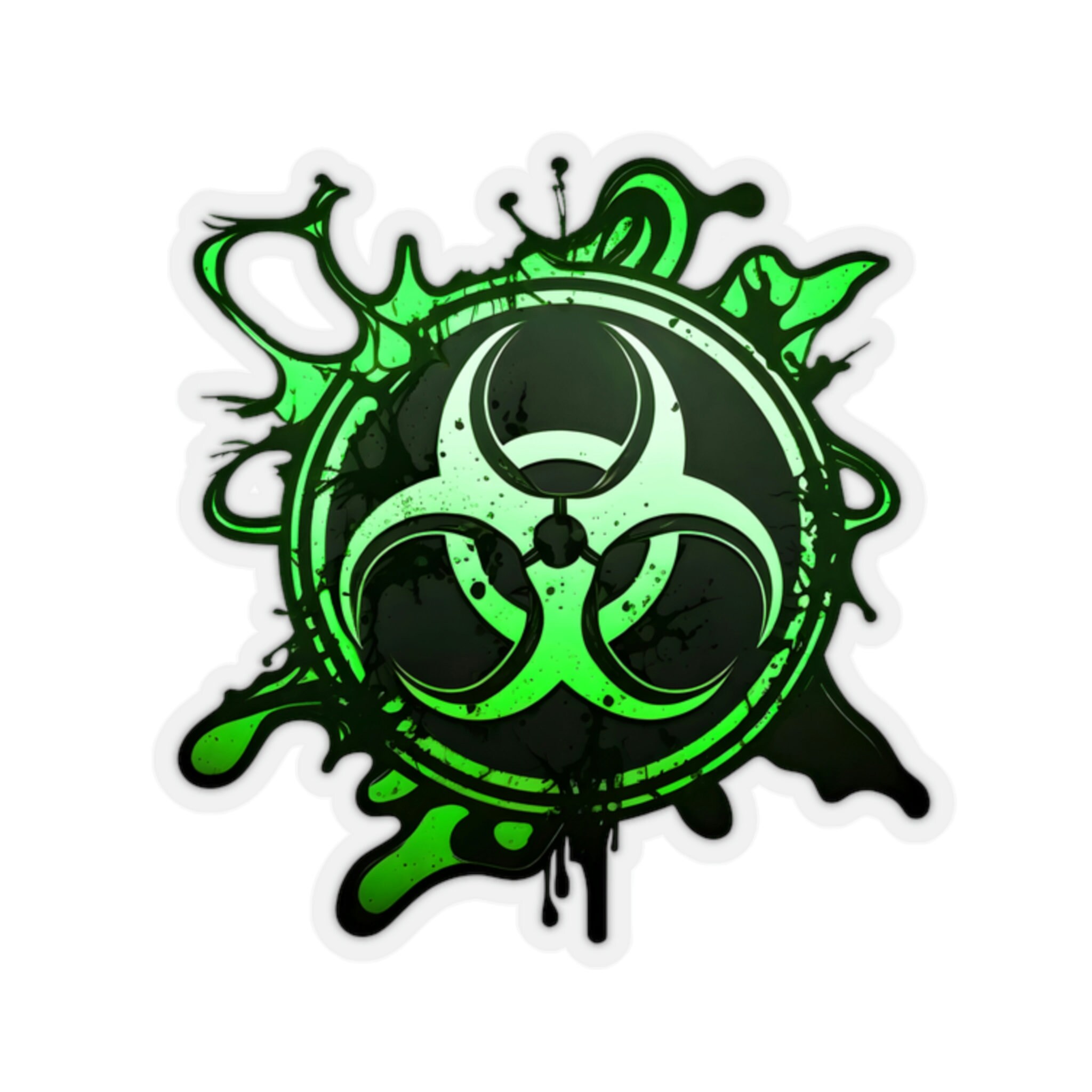 Green Biohazard Symbol On White Background