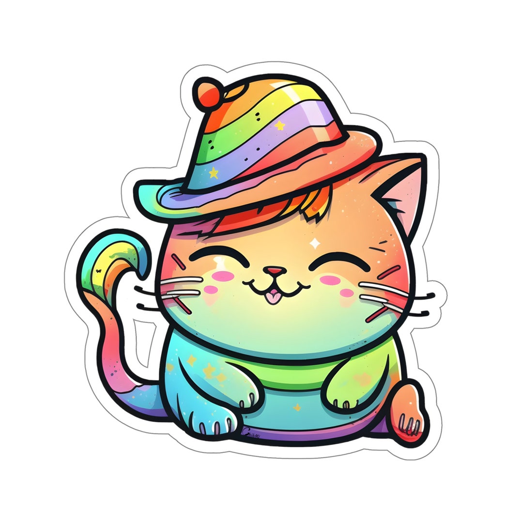 Cats in Hats, H2, Gift for Cat Lovers, Cute Cats, Kitty Cat Sticker ...