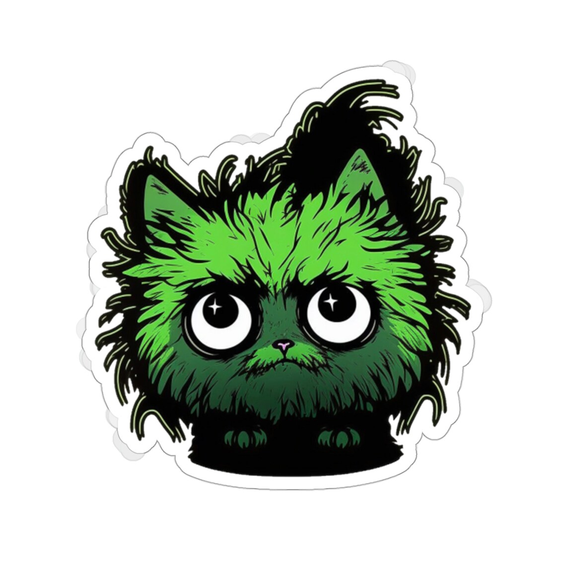 Another Frazzled Fluffy Kitty Sticker Fluffy Funny Creepy - Etsy