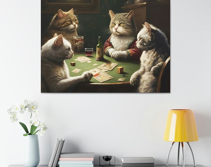 Samsung Frame Art, Cats Playing Poker - Etsy
