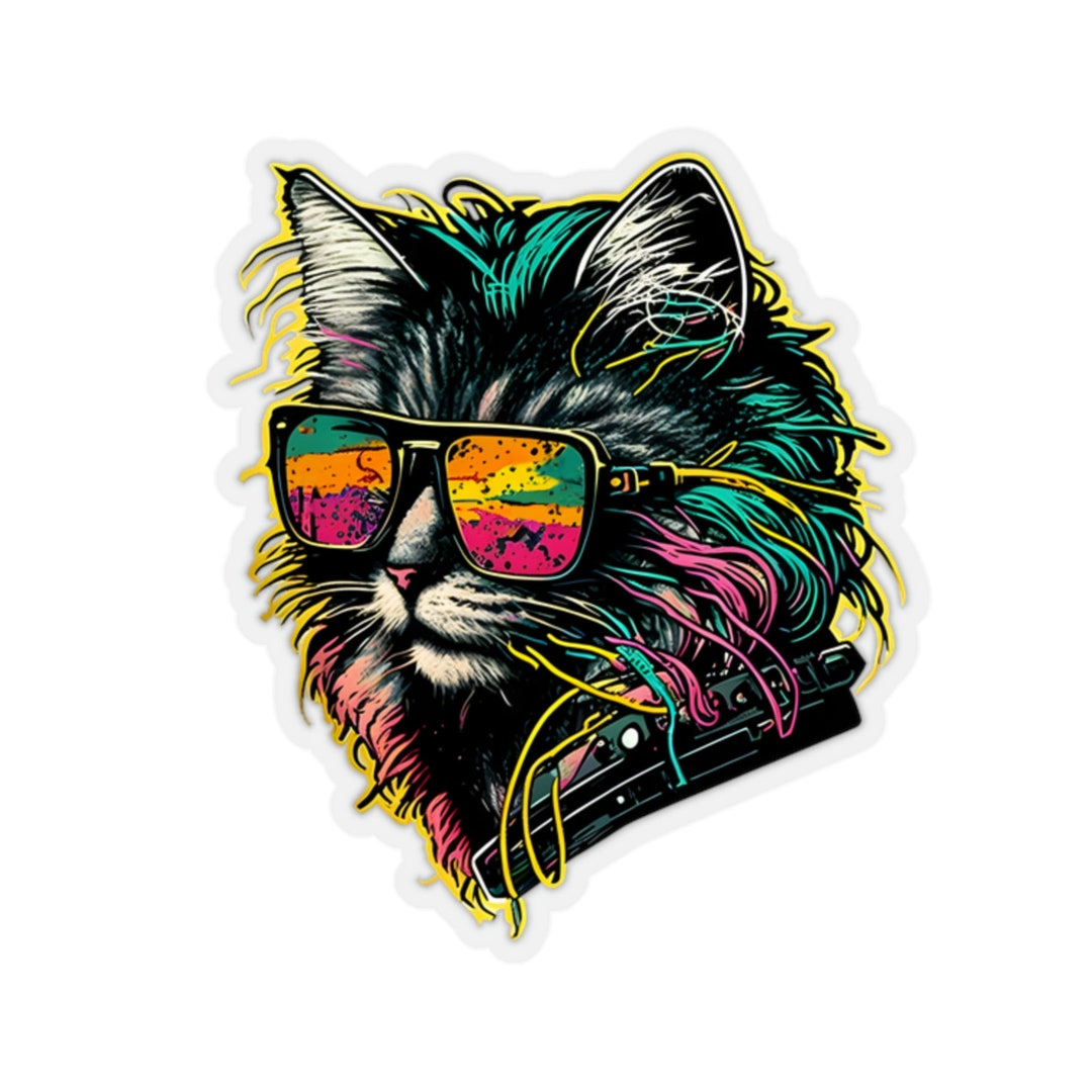 80's Cat Stickers HQ1 Retro Kitty Cat Cartoon Gift - Etsy