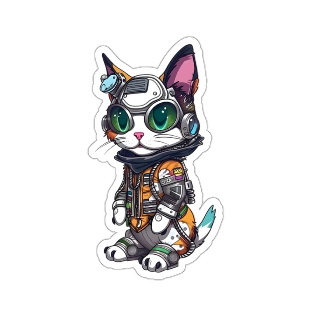 Cyberpunk Kitty Cat Sticker: Futuristic Hi-tech Vinyl - Etsy