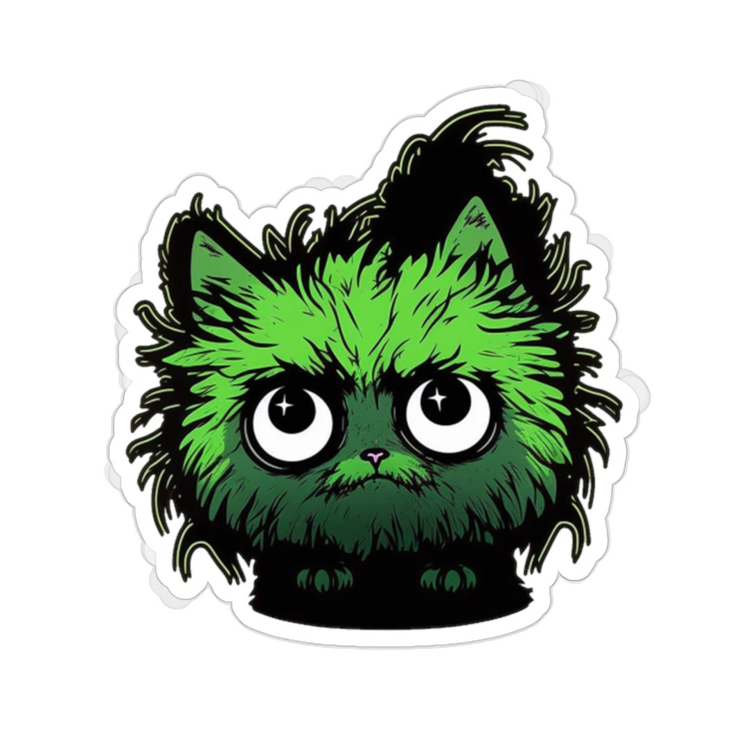 Another Frazzled Fluffy Kitty Sticker, Fluffy, Funny, Creepy, Funny Cat ...