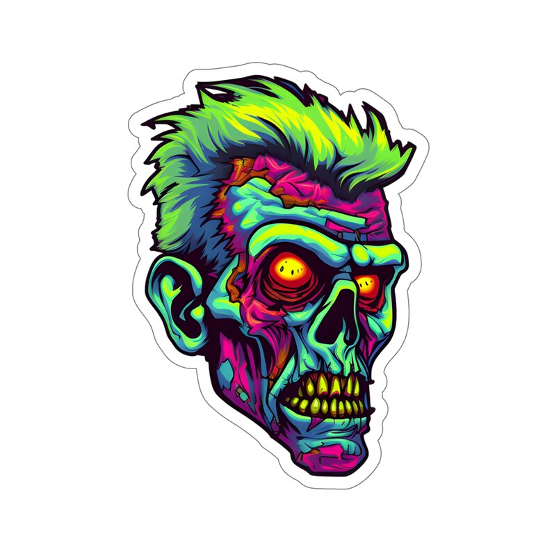 Creepy Zombie Face, HQ12, Spooky, Creepy, Walking Dead, Undead Stickers ...
